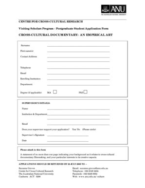 Fillable Online PDF Application Form Australian National University Fax Email Print PdfFiller