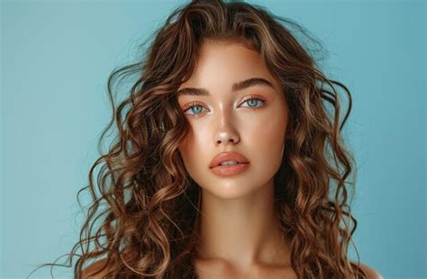 A Model With Long Curly Hair And A Blue Eye Ai Generated Premium Ai