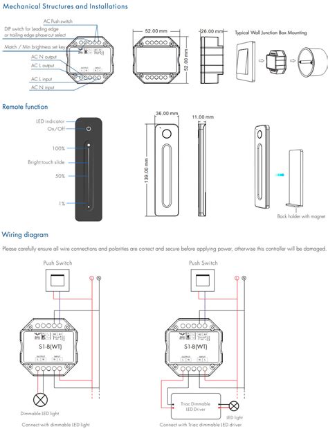 WiFi Tuya App RF Push AC Triac Dimmer Set S B WT R S B WT R