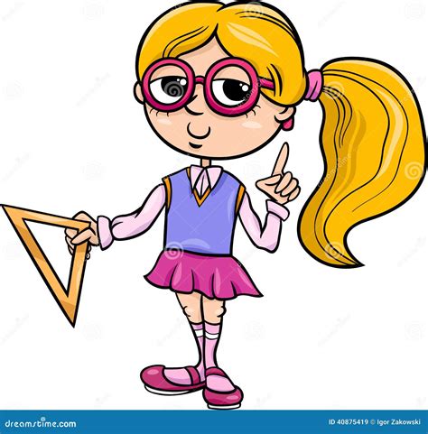 Grade School Girl Cartoon Illustration Stock Vector Illustration Of