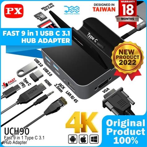 Jual Hub Converter Usb Type C Hdmi Vga Usb Jack Mm In Px Uch Keyklook Shopee