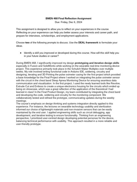 Final Reflection Assignment Pdf Usability Engineering