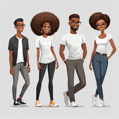 Vector De Personas Negras Sobre Fondo Blanco Vector Premium