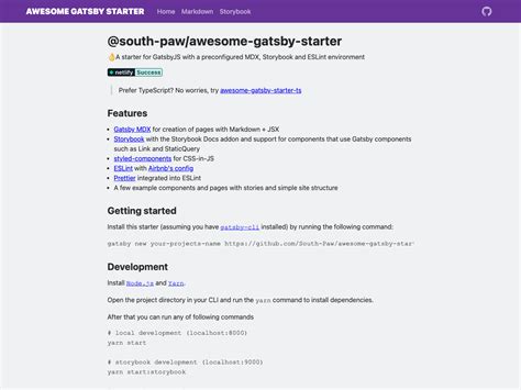Gatsby Awesome Starter Jamstack Themes