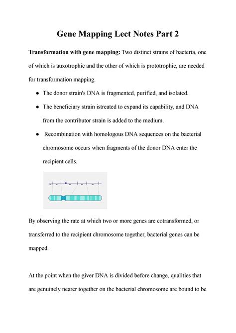 Gene Mapping Lect Notes Part 2 The Donor Strains Dna Is Fragmented