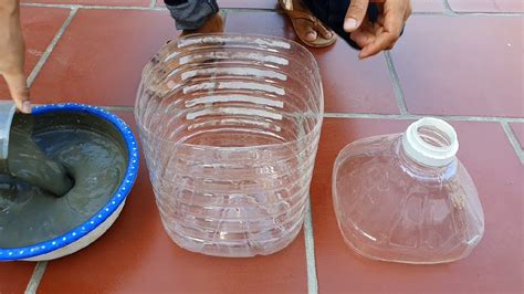 Cement Craft Ideas Making A Beautiful Plant Pot With Plastic Bottles