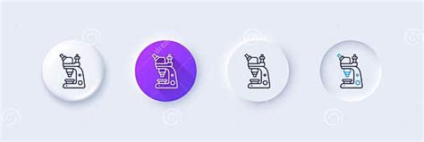 Microscope Line Icon Chemistry Lab Sign Analysis Line Icons Vector