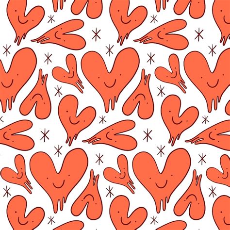 Free Vector Hand Drawn Groovy Love Pattern