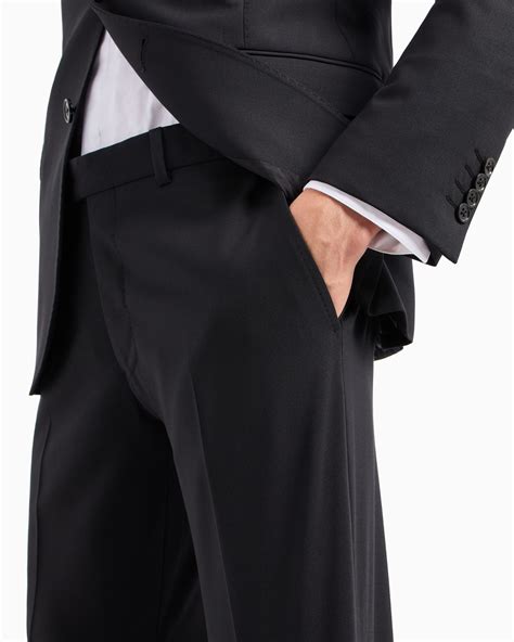 Single Breasted Slim Fit Suit In Brushed Stretch Light Wool Emporio