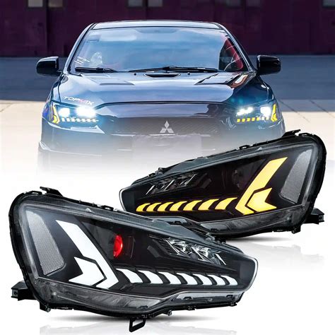 lancer evo x led headlights with sequential animation wooncar
