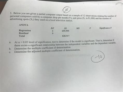 Solved Below You Are Given A Partial Computer Output Based Chegg