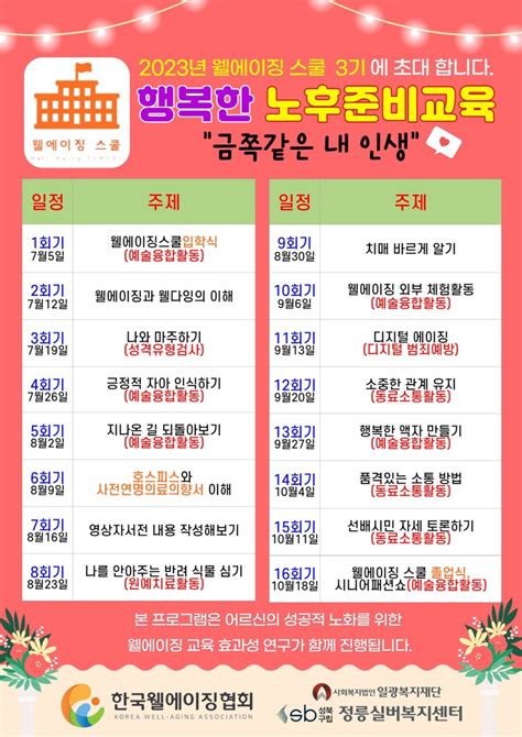 웰에이징 스쿨 3기 성북구립 정릉실버복지센터 행복한 노후준비교육 금쪽같은 내 인생” 한국웰에이징협회