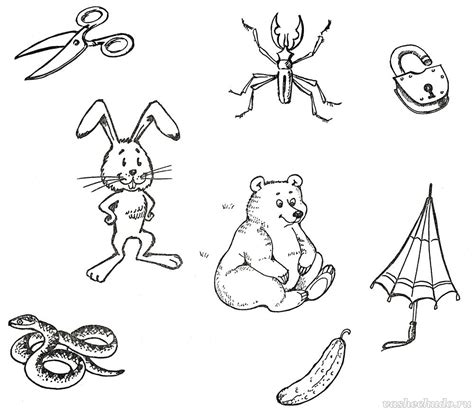 Развивающее упражнение в картинках для детей 4 5 лет Раскрась только те картинки названия