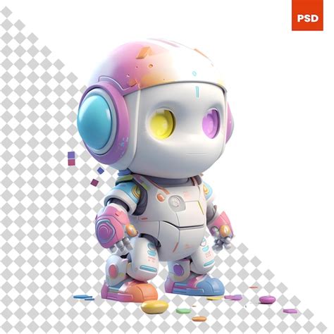 Premium Psd 3d Render Of A Cute Robot With Headphones Listening To Music