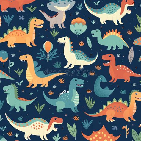 Dinosaur Pattern Background Design Seamless Pattern For Nursery