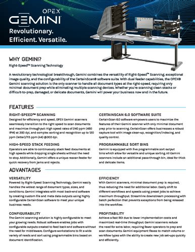 Gemini® Right Speed Scanner Opex