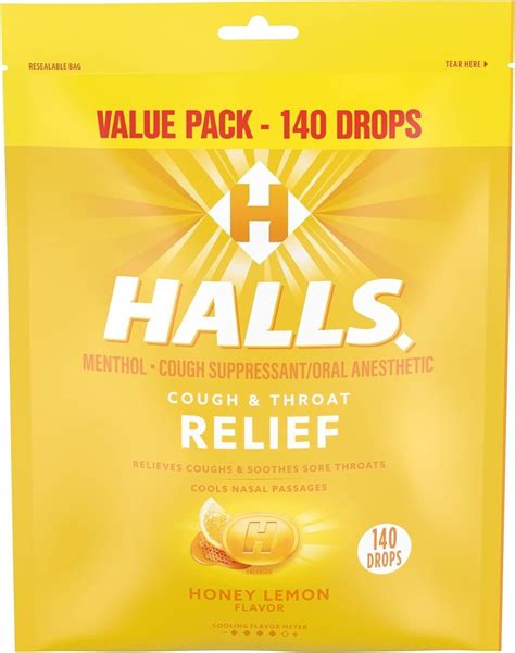 Halls Relief Honey Lemon Cough Drops Value Pack 140 Drops