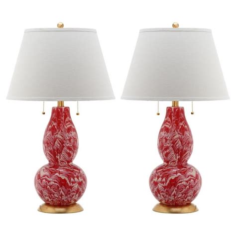 Safavieh Lit4159 28 In H Color Swirls Gourd Glass Table Lamp Set Of 2