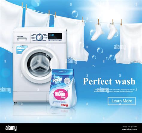 Washing Machine Advertising Composition With Realistic Washing Machine
