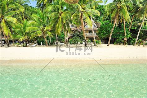 美丽的野生海滩在遥远的岛屿，菲律宾椰子树海洋高清摄影大图 千库网