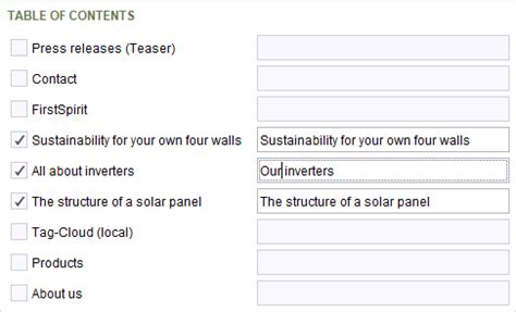 FirstSpirit Online Documentation CMS INPUT SECTIONLIST