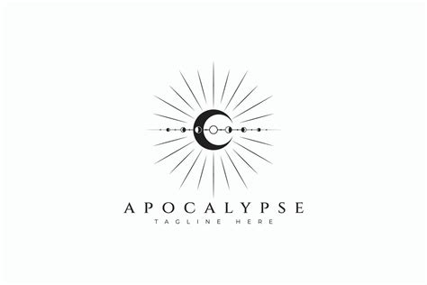 Moon Phase Eclipse And Full Lunar Crescent Esoteric Logo Concept