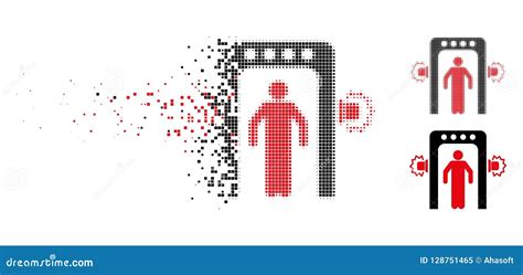 Broken Dot Halftone Passenger Screening Icon Stock Vector