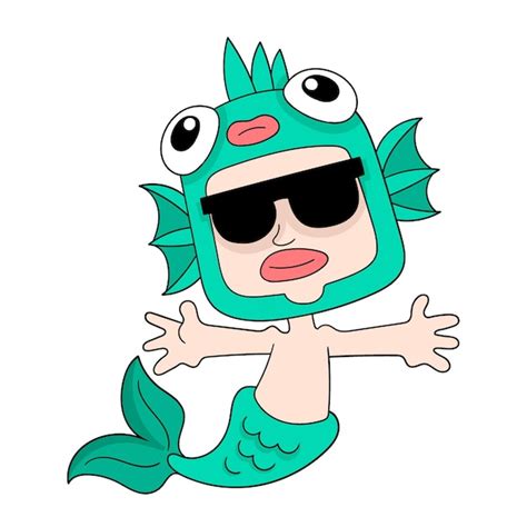 Premium Vector Cool Faced Mermaid Wearing Sunglasses Doodle Icon