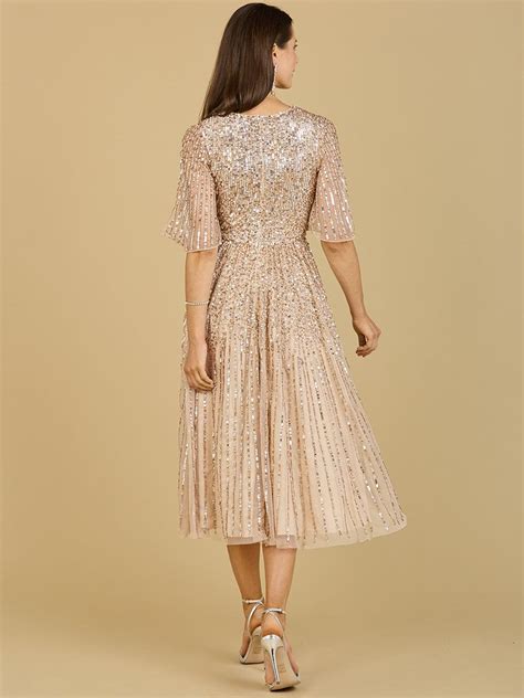 Periwinkle Lara Dresses 29221 Sequin Short Sleeve Formal Midi Dress For