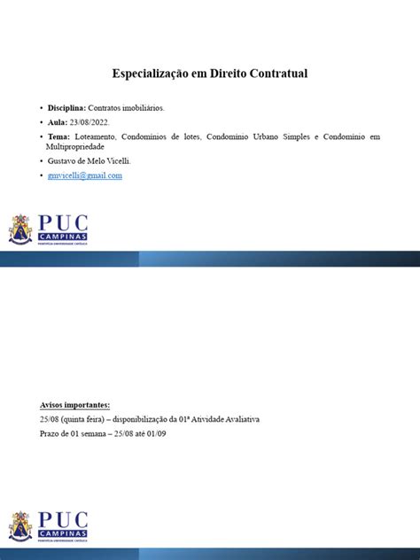 Aula 03 Loteamento Cond De Lotes Cond Urbano Simples E Cond Em