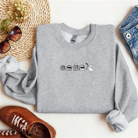 Horror Characters X Chibi Pacman Game Embroidered Shirt Etsy