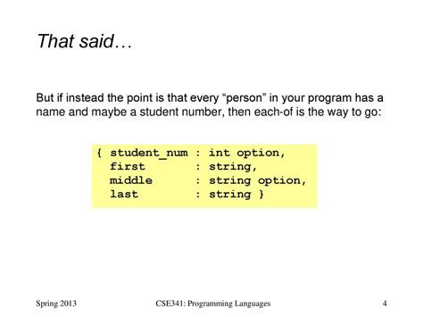 Cse341 Programming Languages Lecture 5 More Datatypes And Pattern Matching Dan Grossman Spring