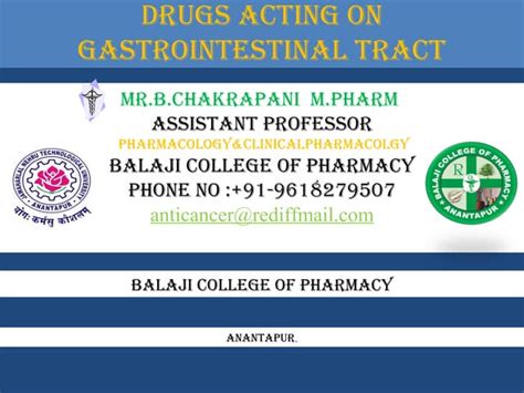 Drugs Acting On Gastrointestinal Tract Ppt