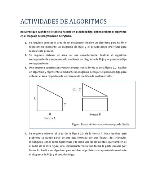 Actividades De Algoritmos Pdf Pdf Algoritmos Triángulo