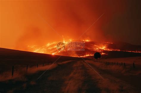 山顶的燃烧野火图片素材 正版创意图片600152625 摄图网