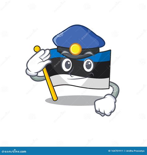 Flag Estonia Cartoon Character As A Police Officer Stock Vector