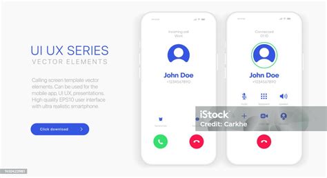 음성 통화 화면 모형 수신 전화 음성 메일 화면 스마트 폰 인터페이스 벡터 Ui Ux 템플릿 응용 프로그램 새 통화 화면