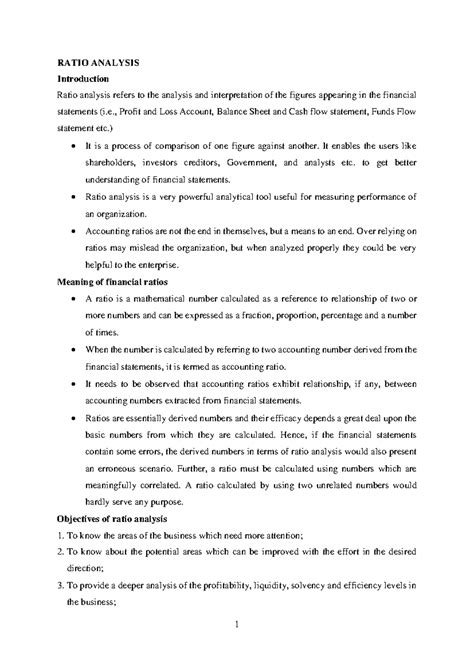 Topic 3 Introduction To Ratio Analysis Ratio Analysis Introduction