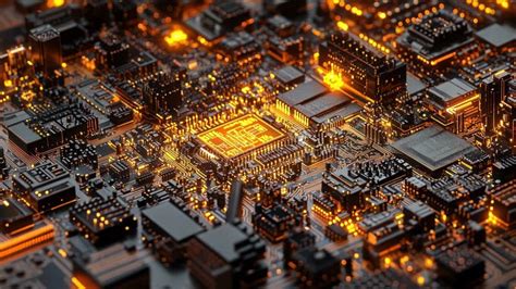 Cpu Processing Data On Motherboard With Orange Lights Stock Footage Video Of Chip Close