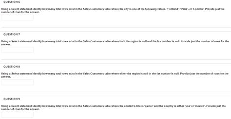 Solved Using A Select Statement Identify How Many Total Rows