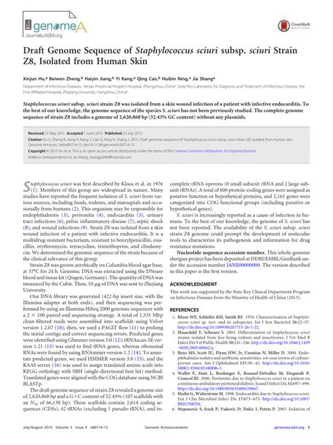 Pdf Draft Genome Sequence Of Staphylococcus Sciuri Subsp Sciuri