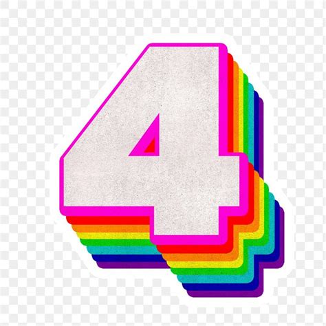 Png Number 4 Font 3d Typography Rainbow Pattern Free Image By