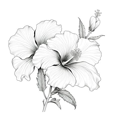 히비스커스 꽃과 식물 드로잉 라인 아트 히비스커스 꽃 꽃무늬 Png 일러스트 및 이미지 에 대한 무료 다운로드 Pngtree