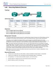 Lab Securing Network Devices Lab Securing Network Devices
