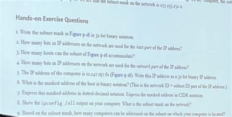 Solved Hands On Exercise Questions Write The Subnet Mask Chegg