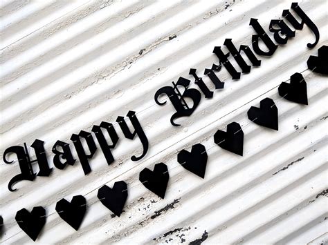 Happy Birthday Banner Gothic Letters Emo Banner Old Etsy