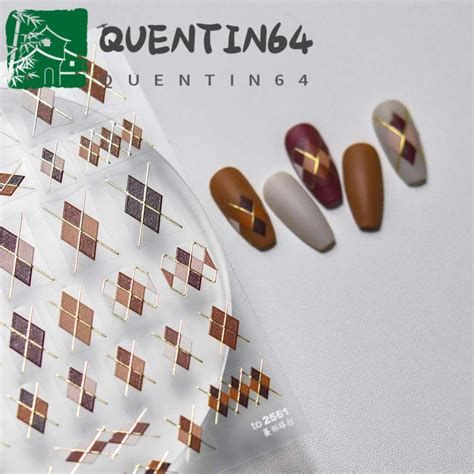 Quentin สติกเกอร์ตกแต่งเล็บ ลายตัวอักษรภาษาอังกฤษ สี่เหลี่ยมขนมเปียกปูน