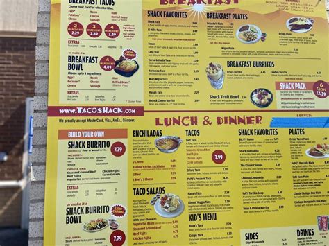 Menu At Taco Shack Restaurant Frisco