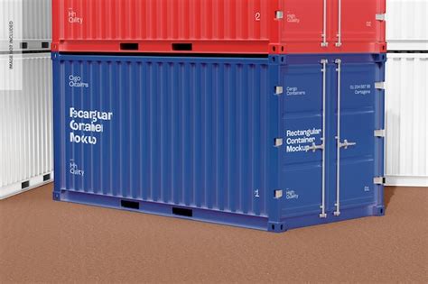 Premium PSD Rectangular Container Mockup Left View