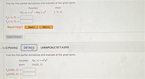 Solved Find The Four Second Partial Derivatives And Evaluate